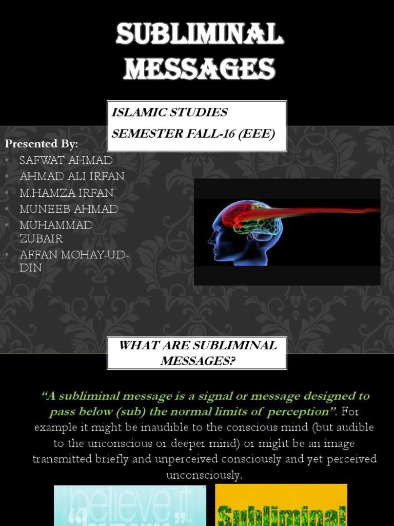 Subliminal Messages | Download Free PDF | Neuropsychological Assessment ...