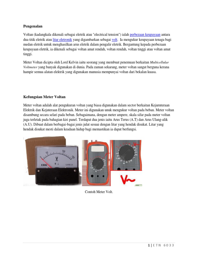 Folio KAEDAH PENGUKURAN VOLTAN MENGGUNAKAN METER VOLT | PDF