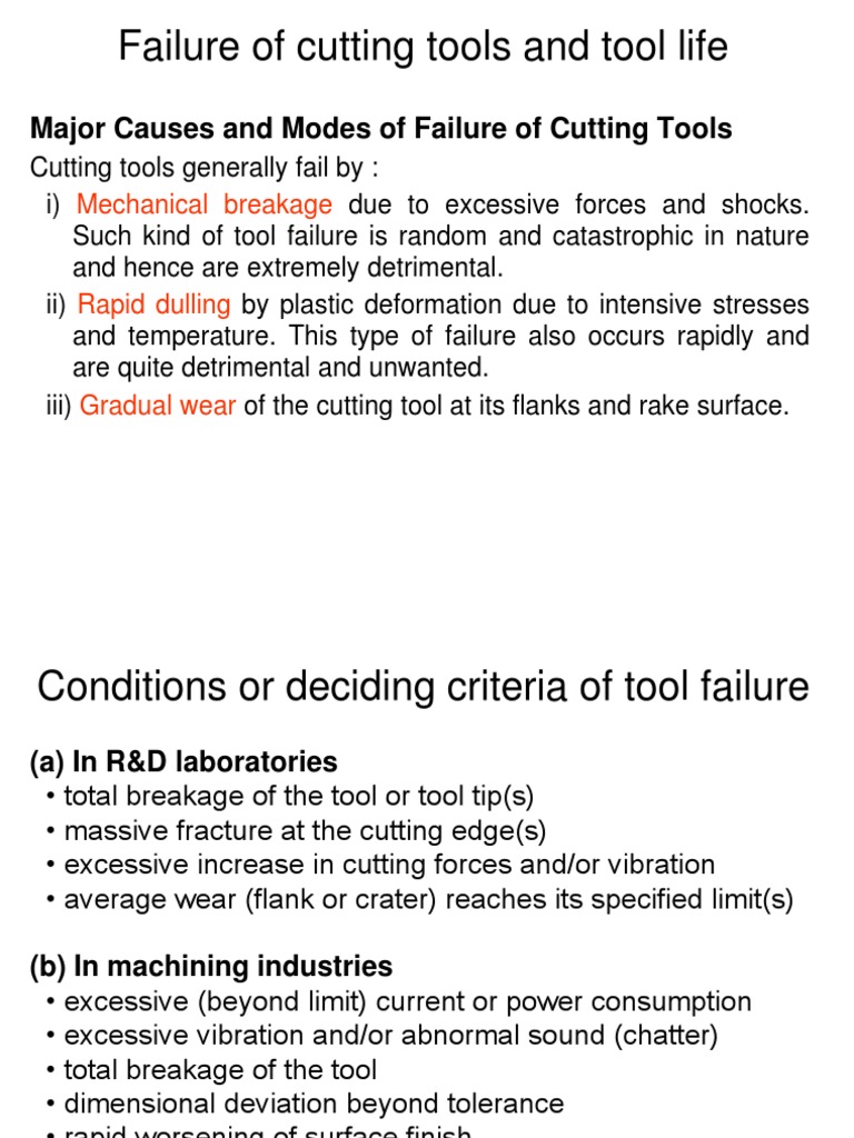 Cutting Tool Failure and Tool Life | PDF | Wear | Machining