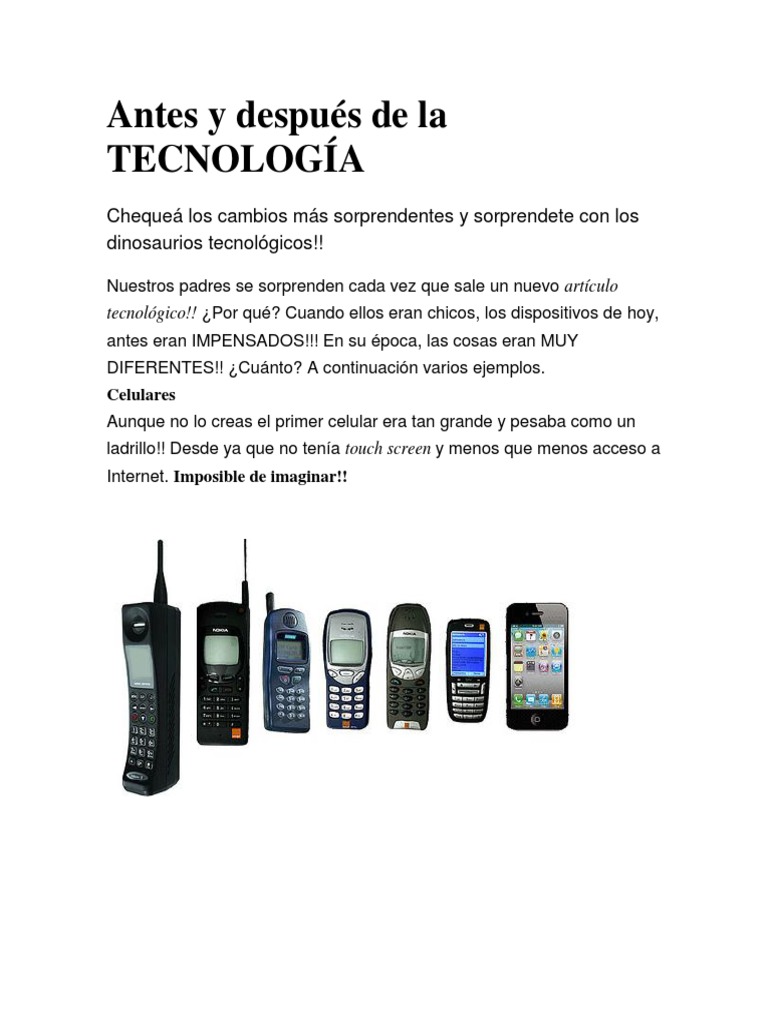 Evolución de la Tecnología: Antes y Ahora | PDF | Casete compacto ...