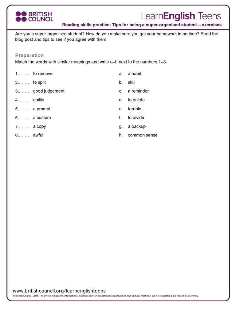 Tips For Being A Super-Organised Student - Exercises | PDF | Cognition ...