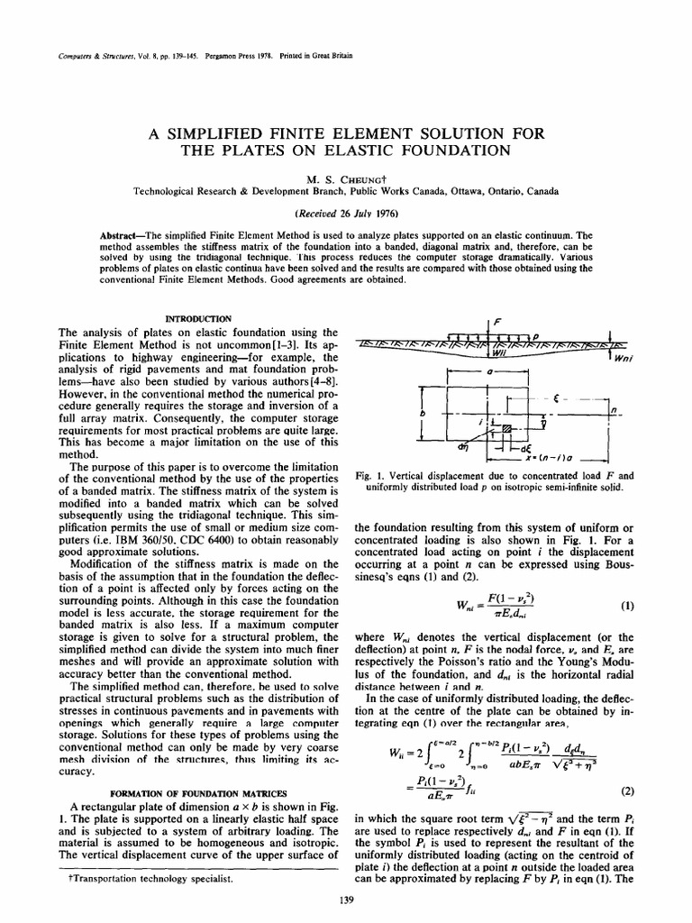 A Simplified Finite Element Solution For The Plates On Elastic ...