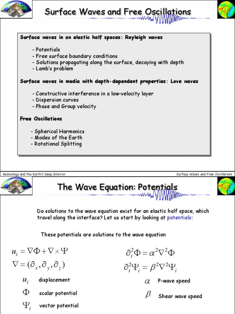 Surface Waves and Free Oscillations: Surface Waves in An Elastic Half ...