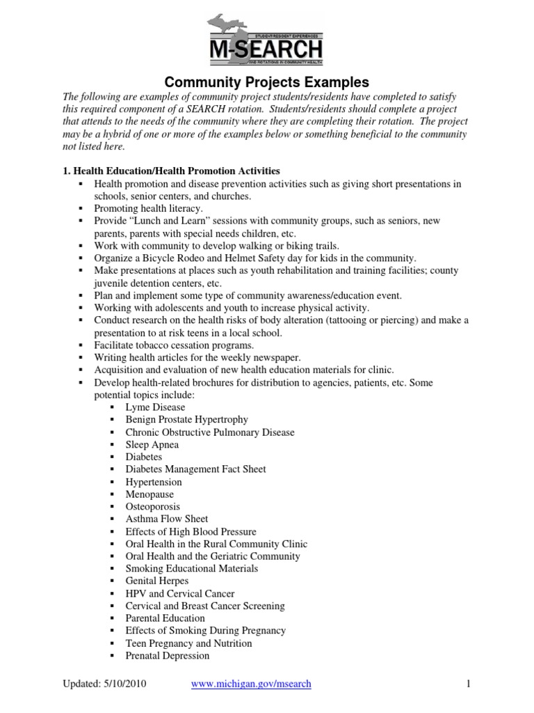 Community Project Examples by Type 320675 7 | PDF | Medicaid ...