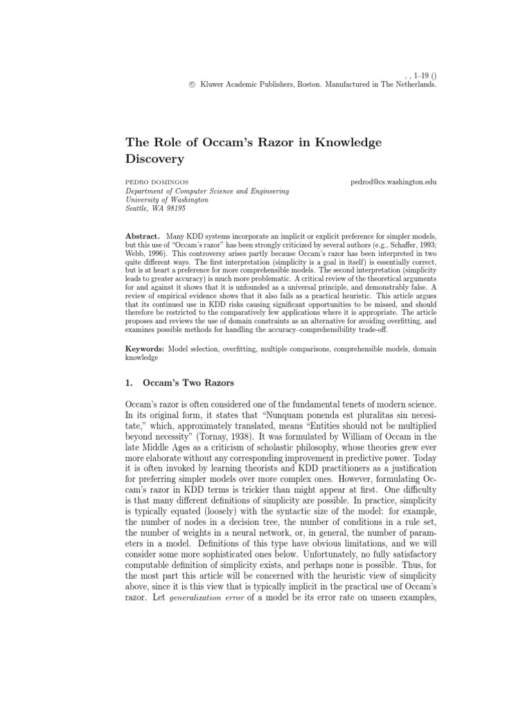 DMKD 99 | PDF | Akaike Information Criterion | Occam's Razor