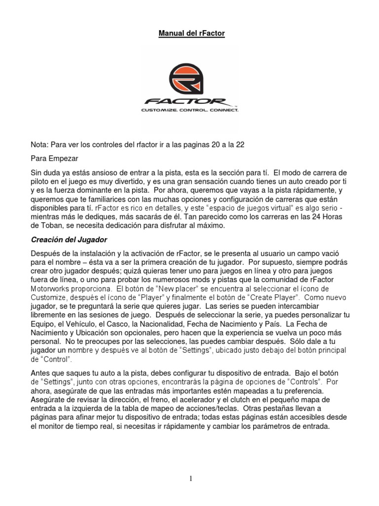 Manual Del RFactor | PDF | Contraseña | Servidor (Computación)