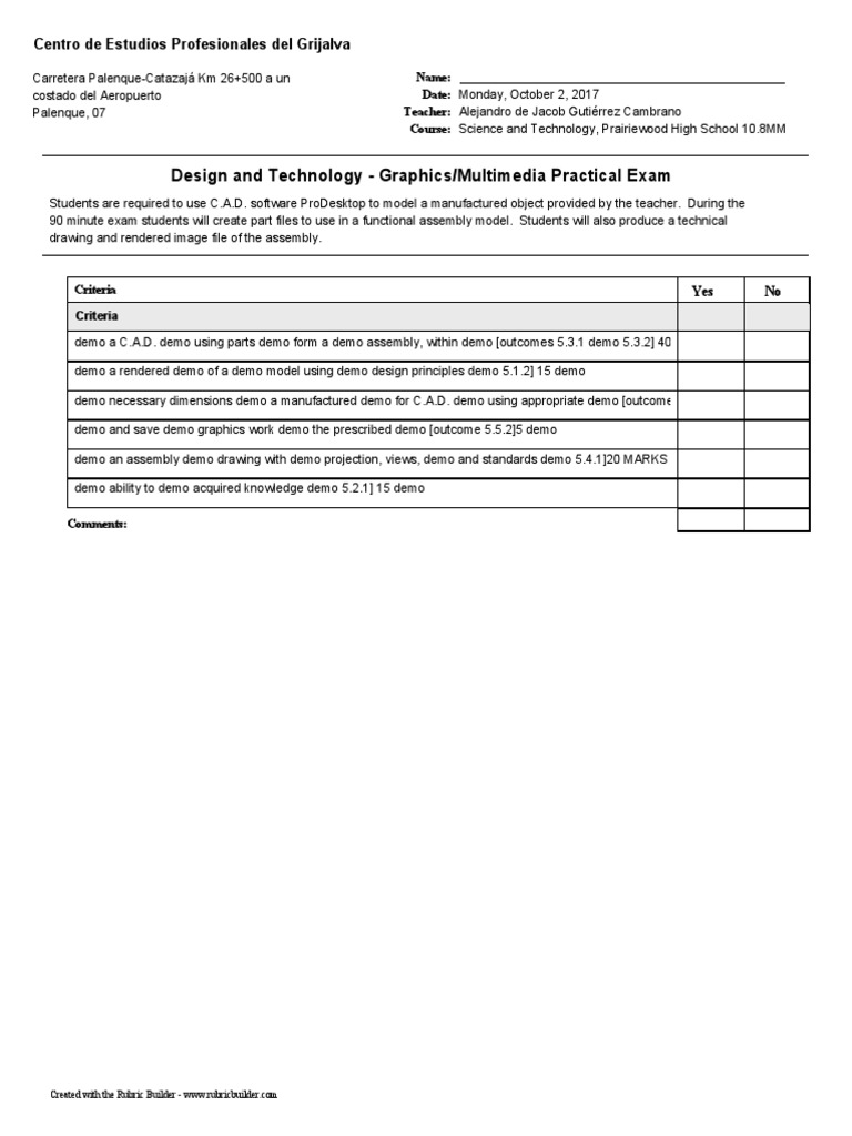 Checklist Marking Sheet | PDF