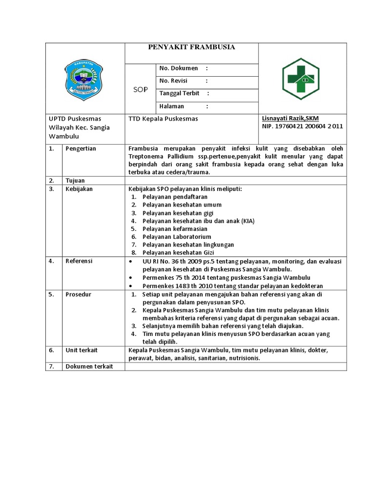 SOP Skrining Penyakit Frambusia | PDF