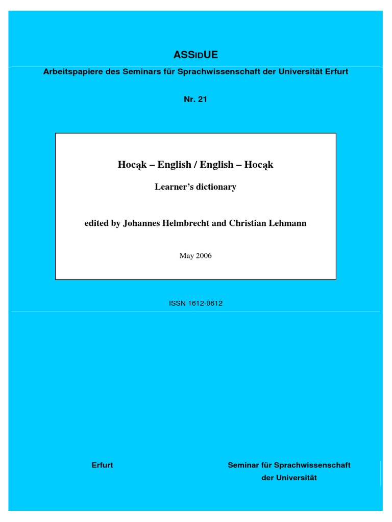 Hocak Dictionary | PDF | Grammatical Conjugation | Grammatical Number