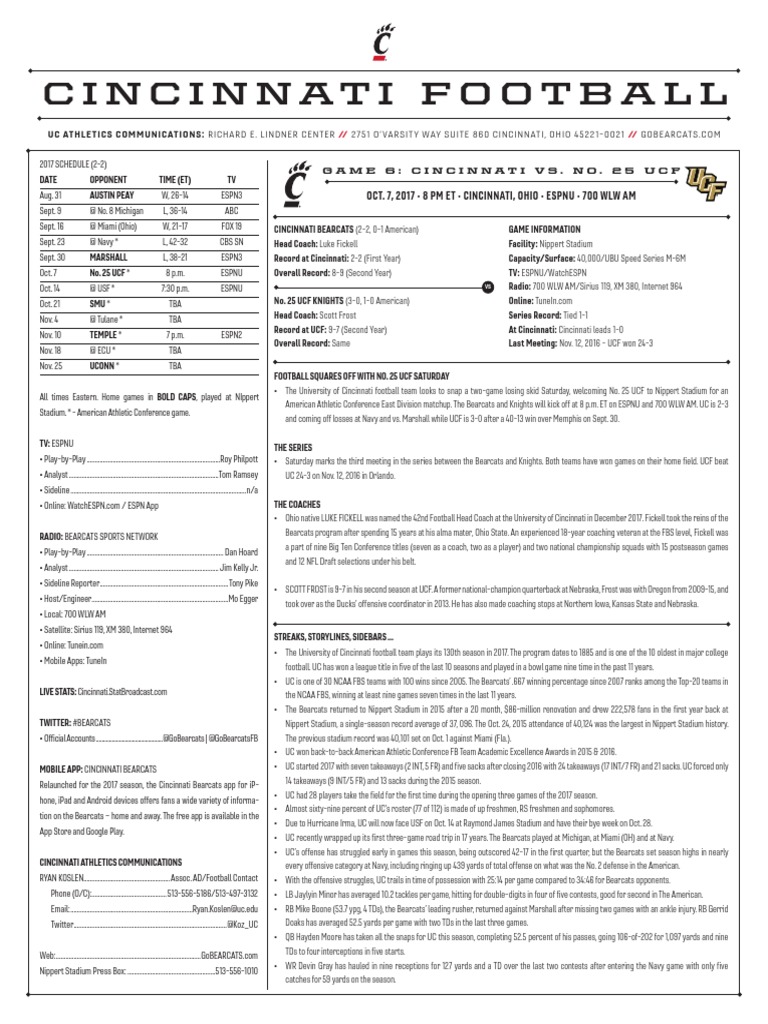 UC vs. UCF | PDF | Ohio State Buckeyes Football | Ncaa Division I Fbs ...