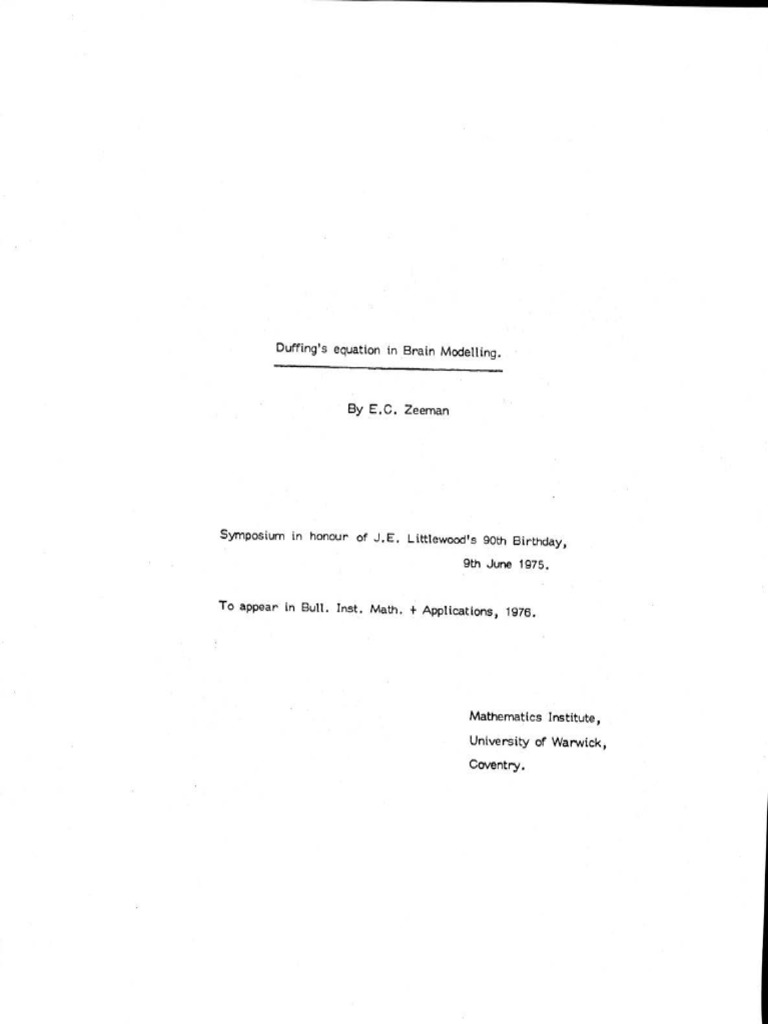 Duffing's Equation in Brain Modelling | PDF