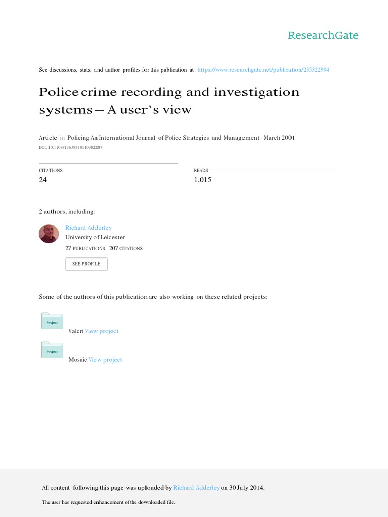 Police Crime Recording and Investigation Systems - A User's View | PDF ...