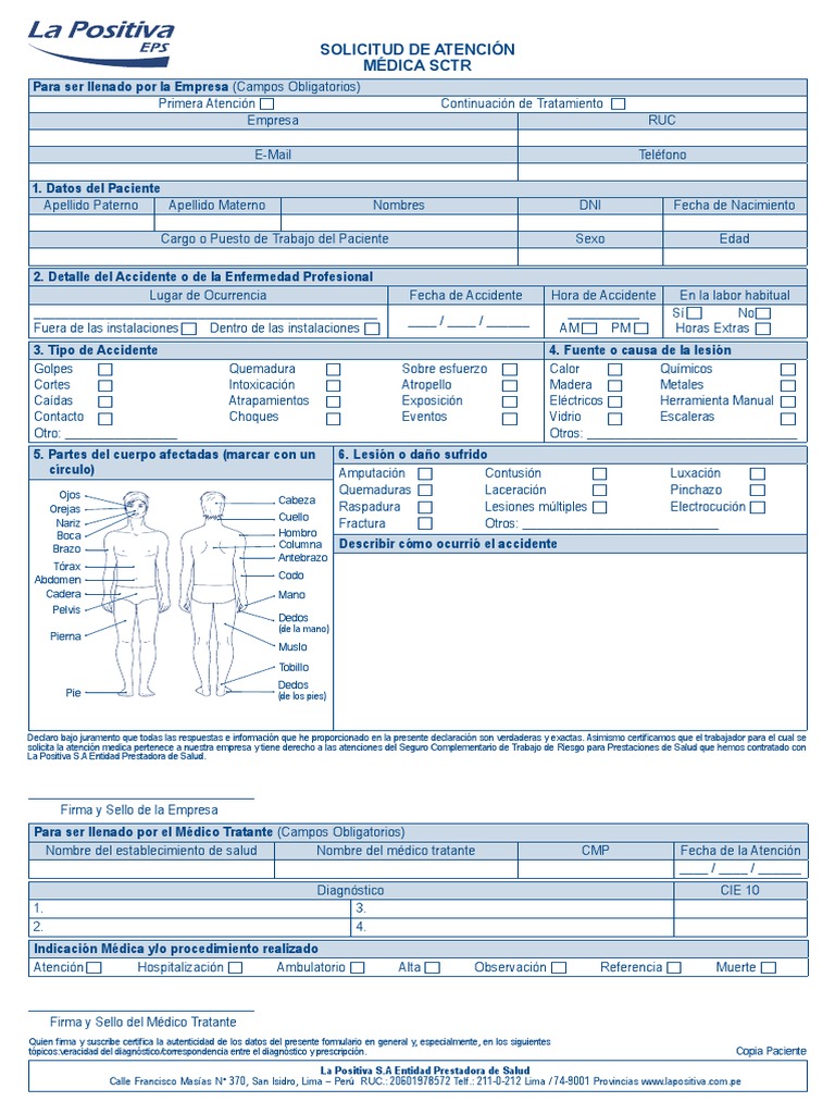 Solicitud de Atencion SCTR Salud PDF | PDF | Diagnostico medico | Quemar