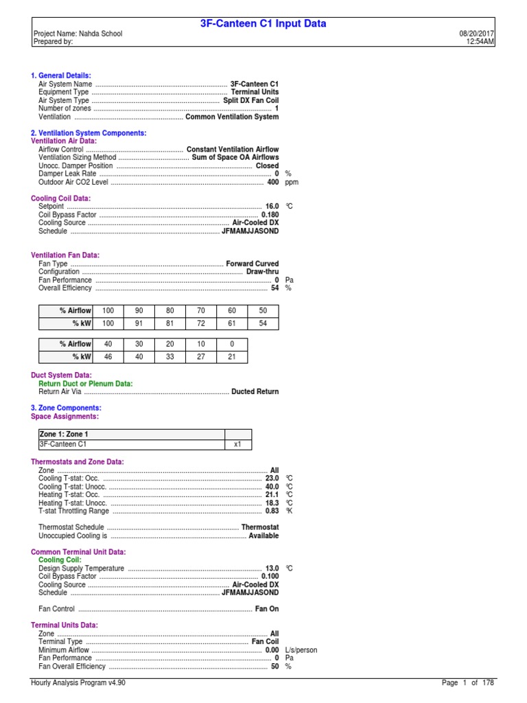 Air System Inputs | PDF | Air Conditioning | Hvac