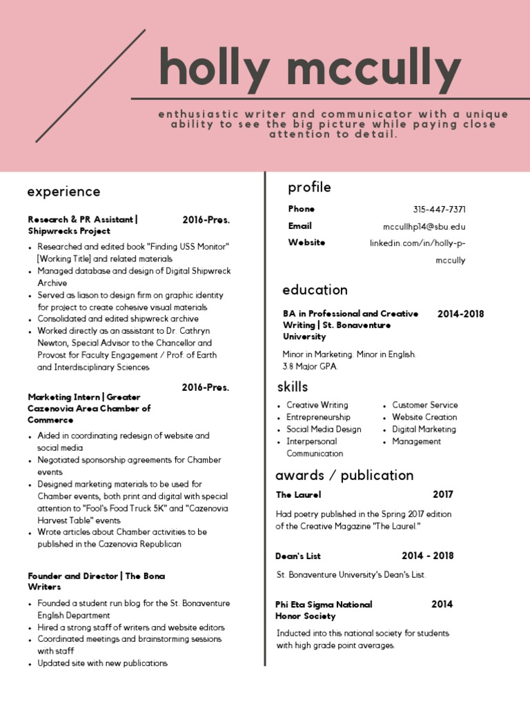 Holly Mccully Resume | PDF | Social Media | Popular Culture & Media Studies