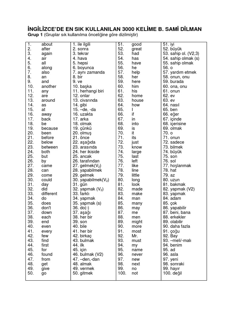 15 3000 Kelime PDF | PDF