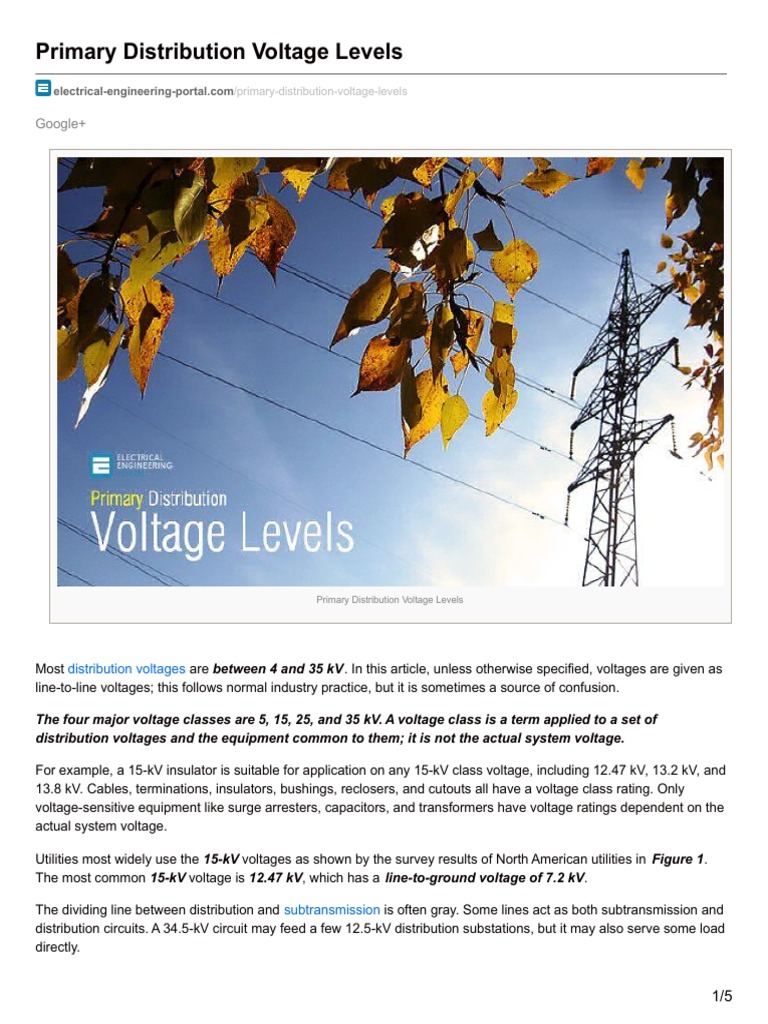 Primary Voltage Levels | PDF | Electric Power Distribution | Electrical ...