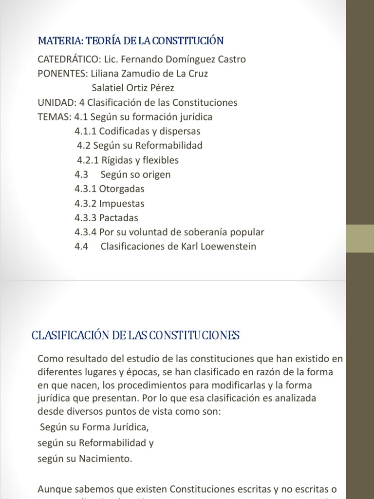 Clasificación de Las Constituciones | PDF | Constitución | Información del gobierno