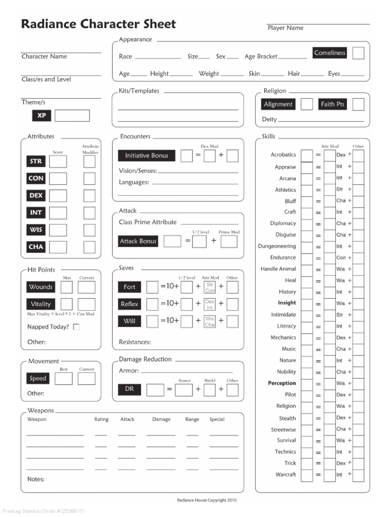 Character Sheet v2 | PDF