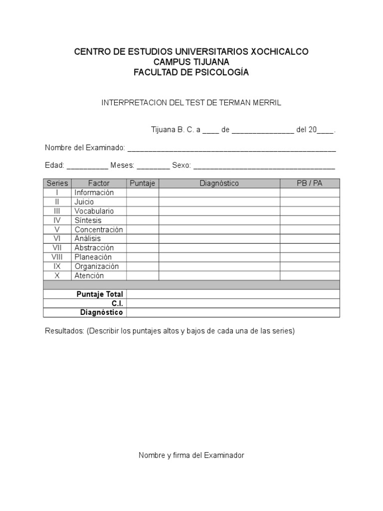 Interpretación del Test Terman Merrill | PDF | Ciencia y matemáticas