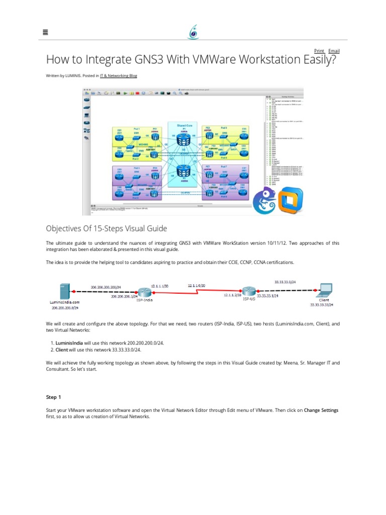 How To Integrate GNS3 With VMWare Workstation Easily - Luminisindia | PDF | Ip Address ...