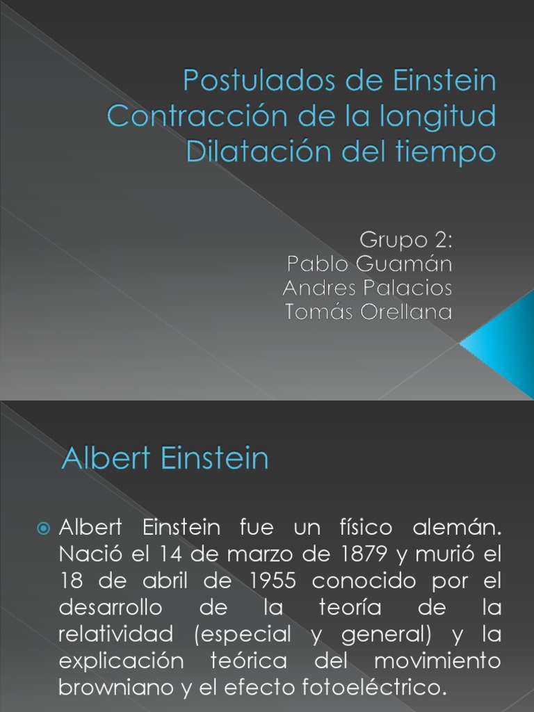 Postulados de Einstein | PDF | Albert Einstein | Teoría de la relatividad
