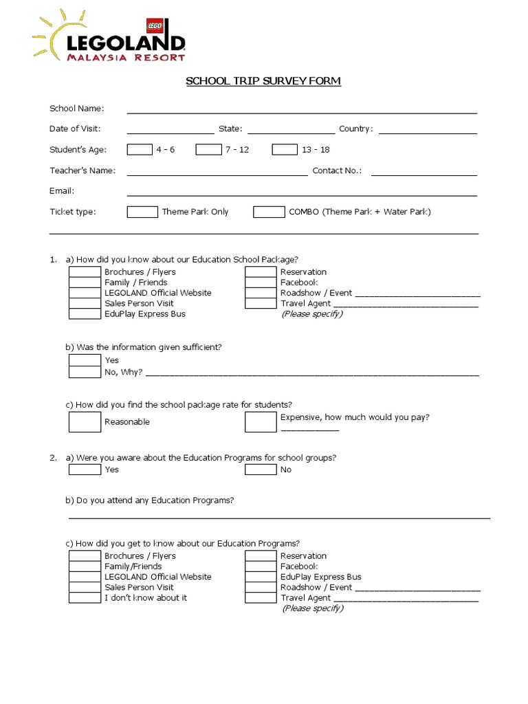 School Trip Survey Form | PDF | Business