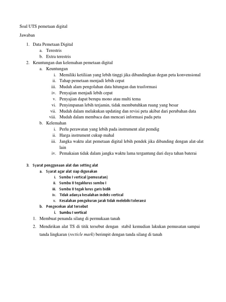 Soal UTS Pemetaan Digital | PDF | Metode & Bahan Ajar | Komputer