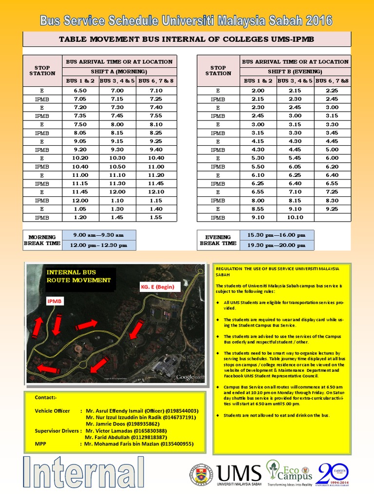 Table Movement Bus Internal of Colleges Ums-Ipmb | PDF | Bus | Public ...
