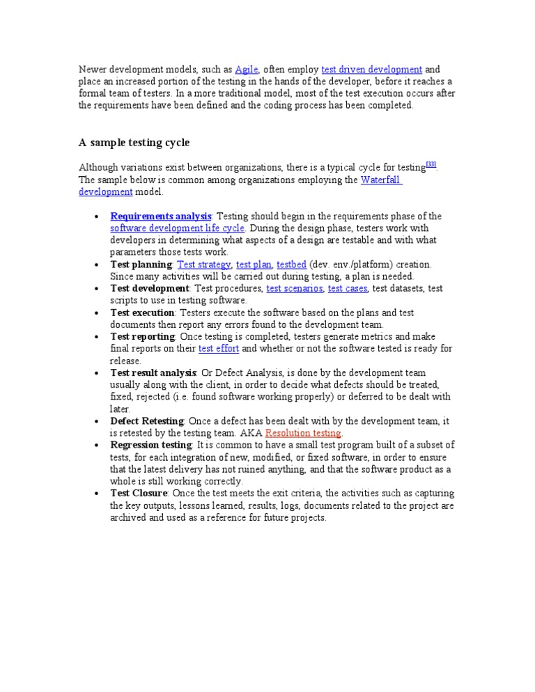 A Sample Testing Cycle: Agile Test Driven Development | PDF | Business