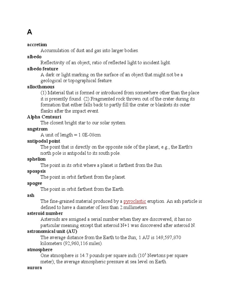 Dictionary (Solar System) | PDF | Sun | Volcano