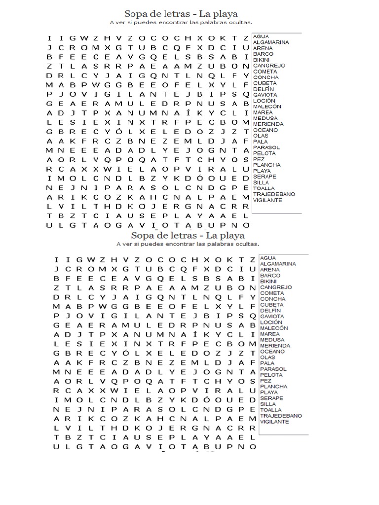 Sopa de Letras El Mar | PDF