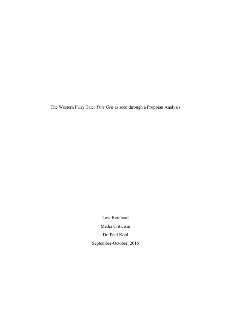 Bernhard Draft Proppian Analysis | PDF