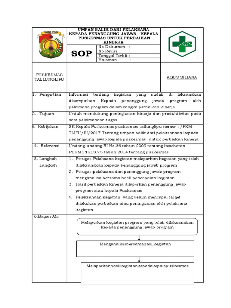 2.3.9 Ep-3 Sop Umpan Balik Dari Pelaksana Kepada Penanggung Jawab Kepala (Repaired) | PDF