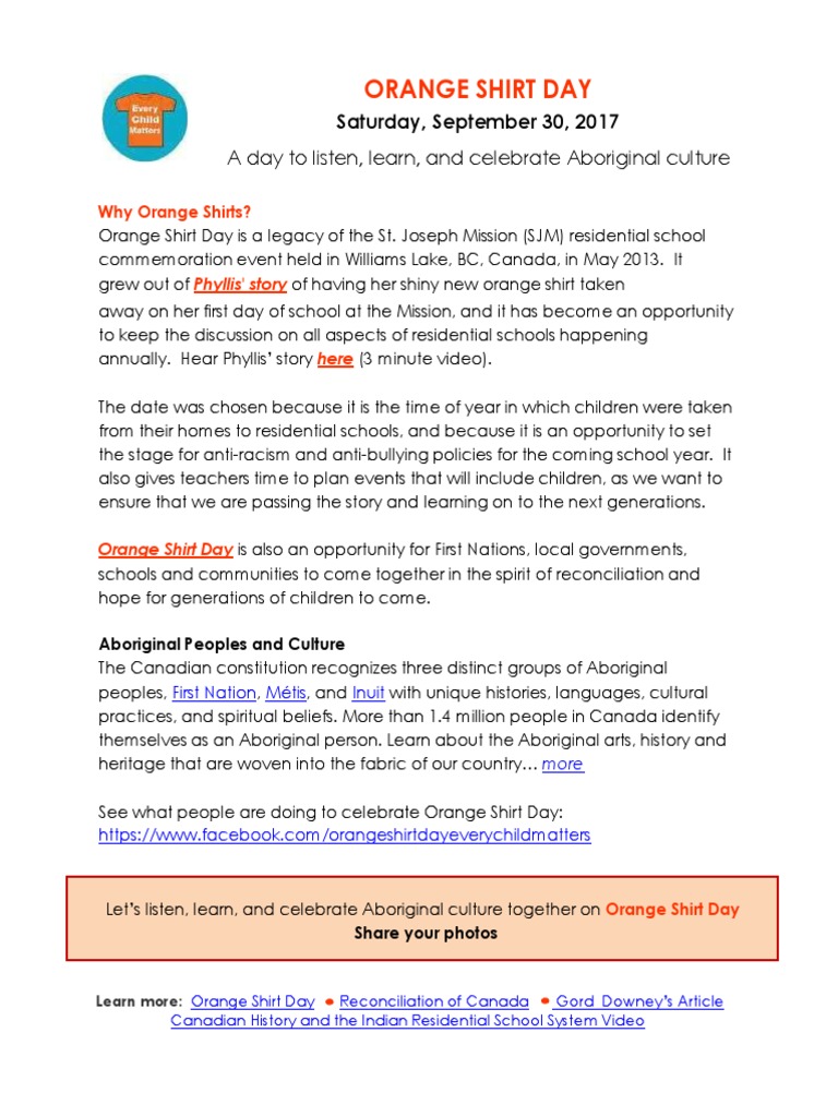 About Orange Shirt Day | PDF