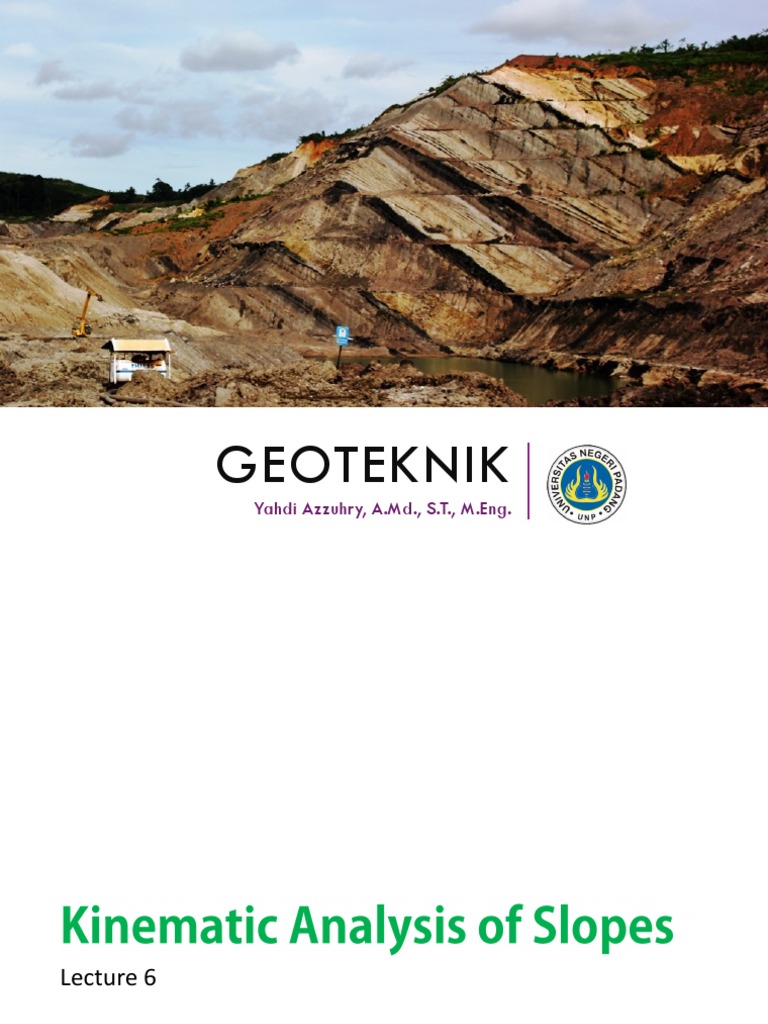 Geotek - 06 - Kinematic Analysis of Slopes PDF | PDF | Plane (Geometry) | Angle