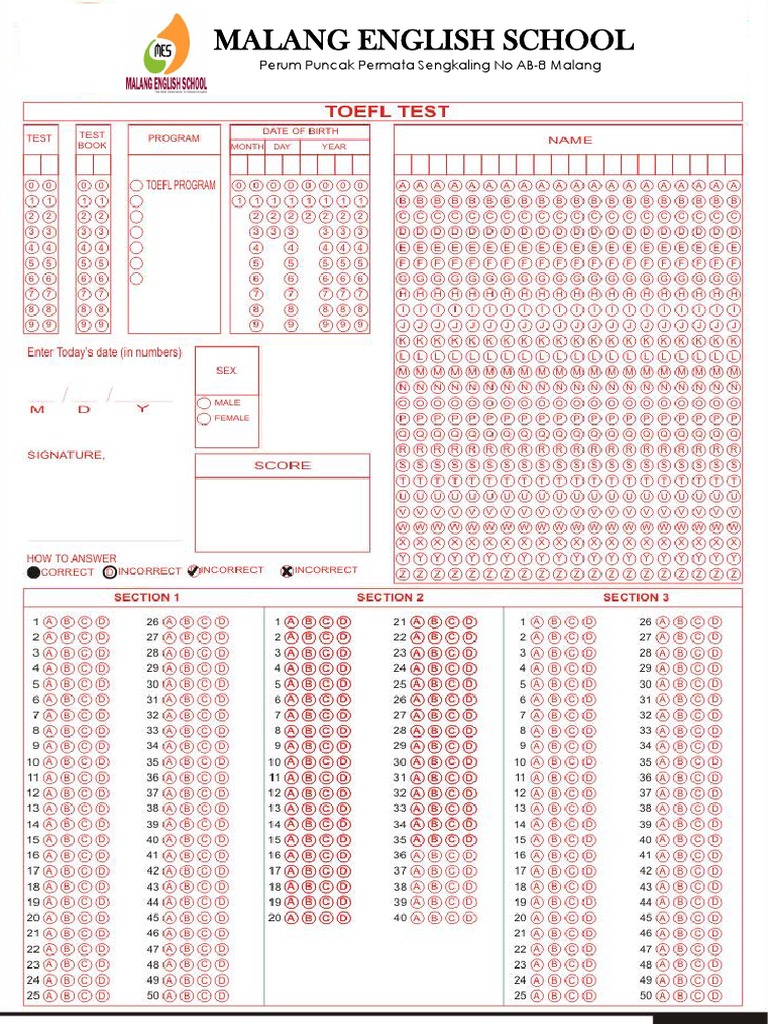 MES Answer Sheet | PDF