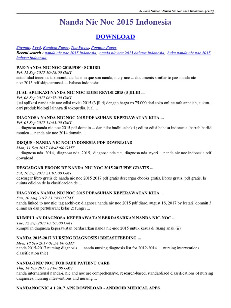 Nanda Nic Noc 2015 Indonesia: Download | PDF | Nursing | Health Sciences