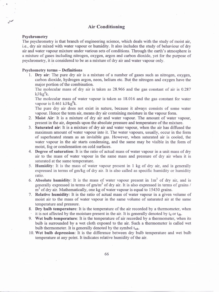 Air Conditioning Notes | PDF | Humidity | Water Vapor