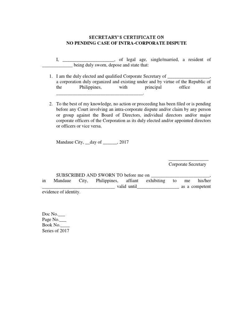 Secretarys Cert