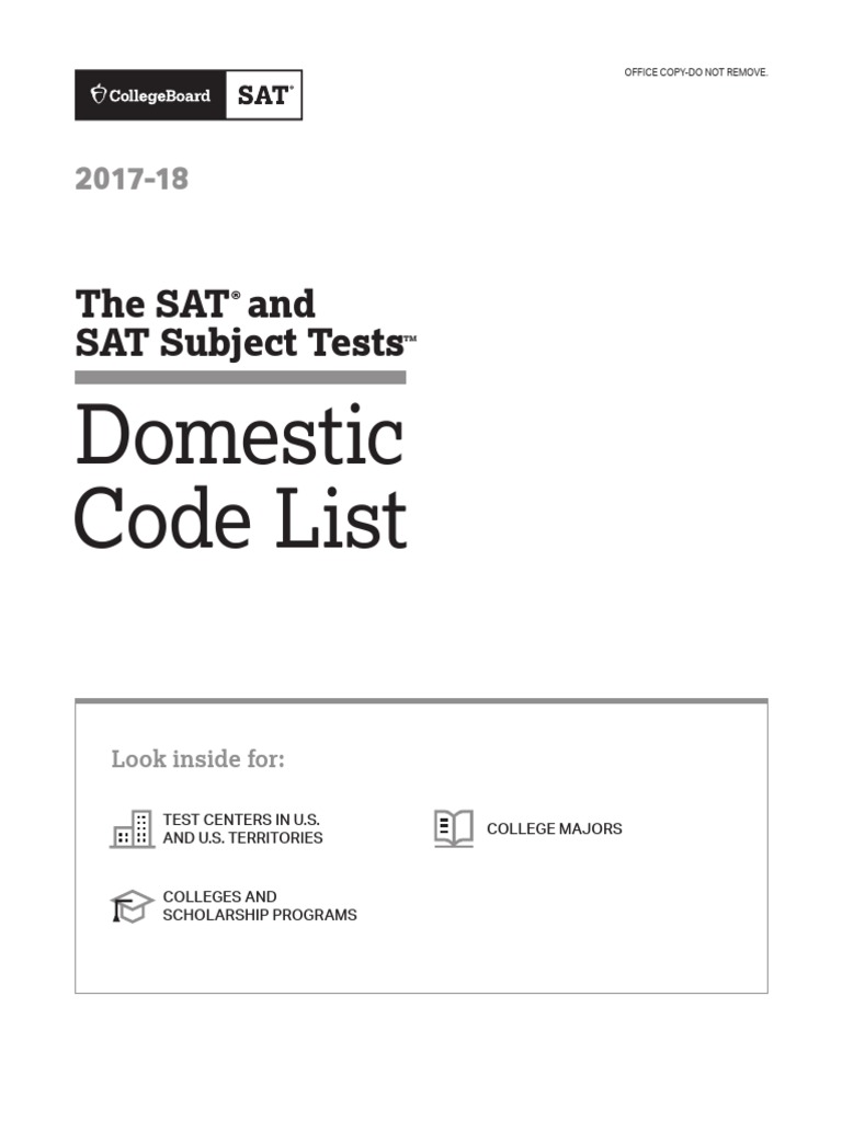 Domestic Code List: The Sat and SAT Subject Tests | PDF | Sat ...