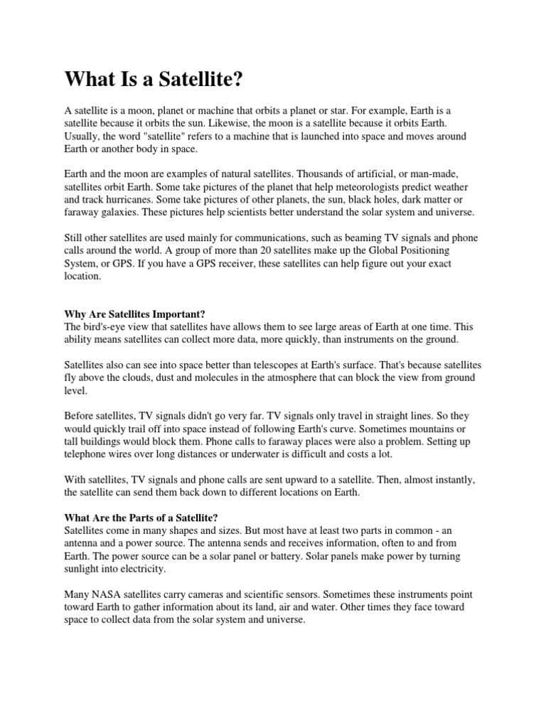 What Is A Satellite?: Why Are Satellites Important? | PDF | Satellite ...