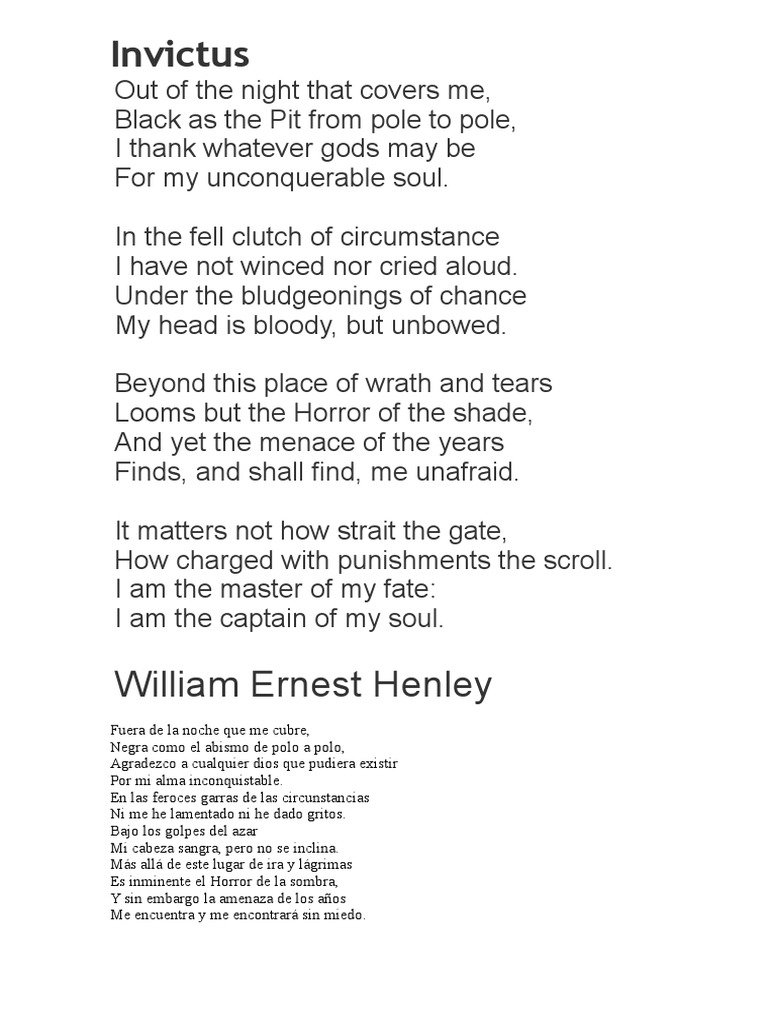 Invictus: William Ernest Henley | PDF