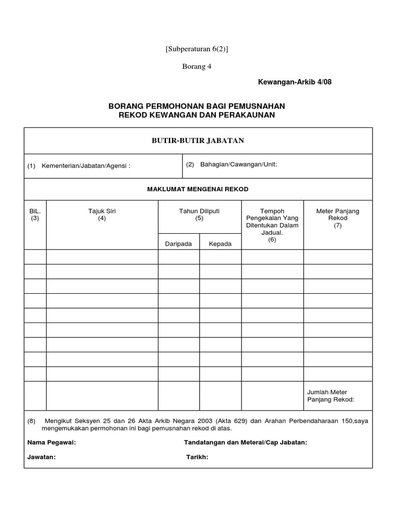 Borang 4 (Pelupusan) | PDF