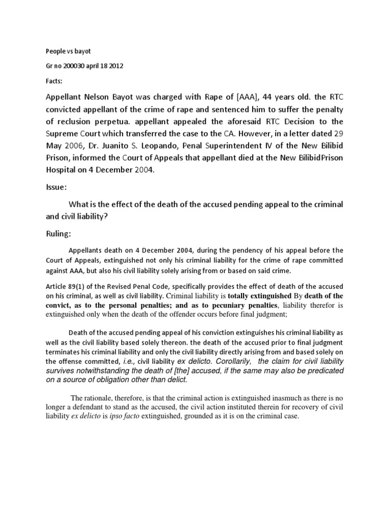 C 20 People Vs Bayot Digest | PDF