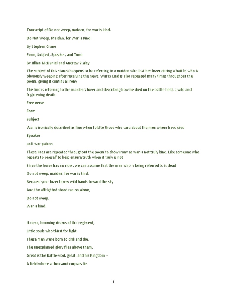 War Is Kind | PDF | Irony