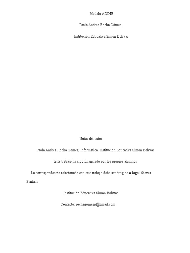 Modelo Addie | PDF | Diseño instruccional | Cognición