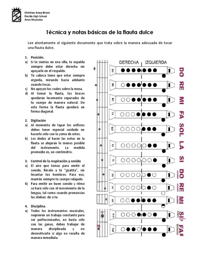 Técnica y Notas Básicas de La Flauta Dulce