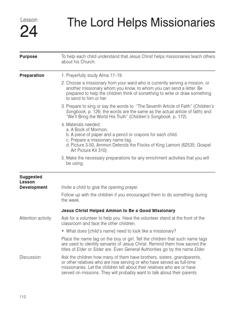 The Lord Helps Missionaries: Lesson | PDF | Missionary (Lds Church) | Jesus