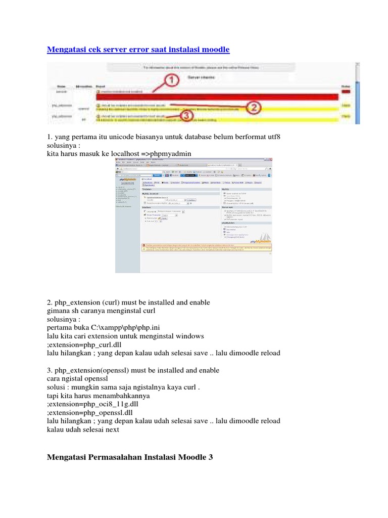 Mengatasi Cek Server Error Saat Instalasi Moodle | PDF